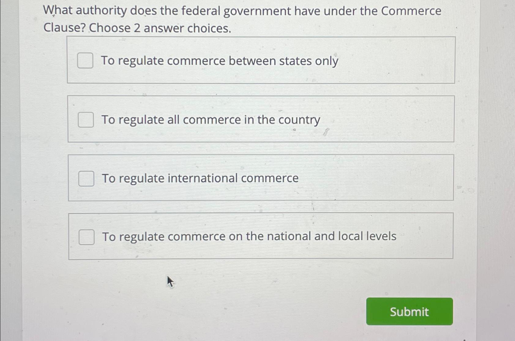 Solved What authority does the federal government have under | Chegg.com