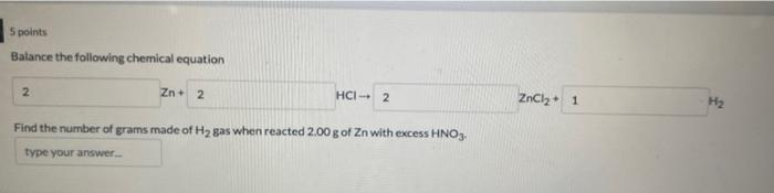 Solved 5 points Balance the following chemical equation 2n+ | Chegg.com