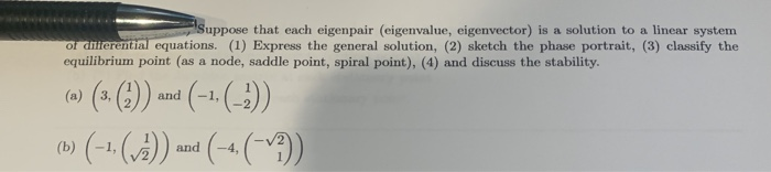 Solved suppose that each eigenpair (eigenvalue, eigenvector) | Chegg.com