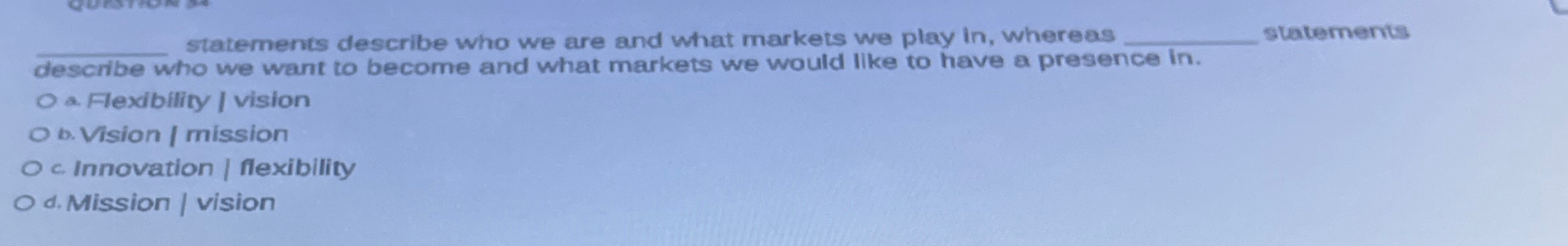 Solved statements describe who we are and what markets we | Chegg.com