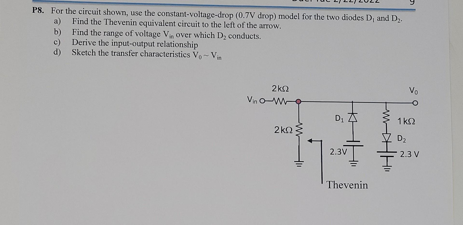 Solved P8. For the circuit shown, use the | Chegg.com