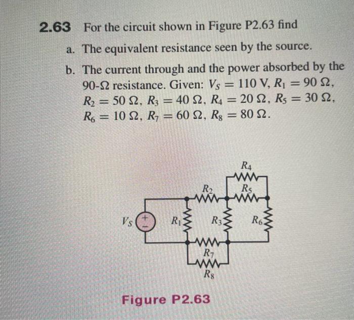Solved 2.63 For the circuit shown in Figure P2.63 find a. | Chegg.com