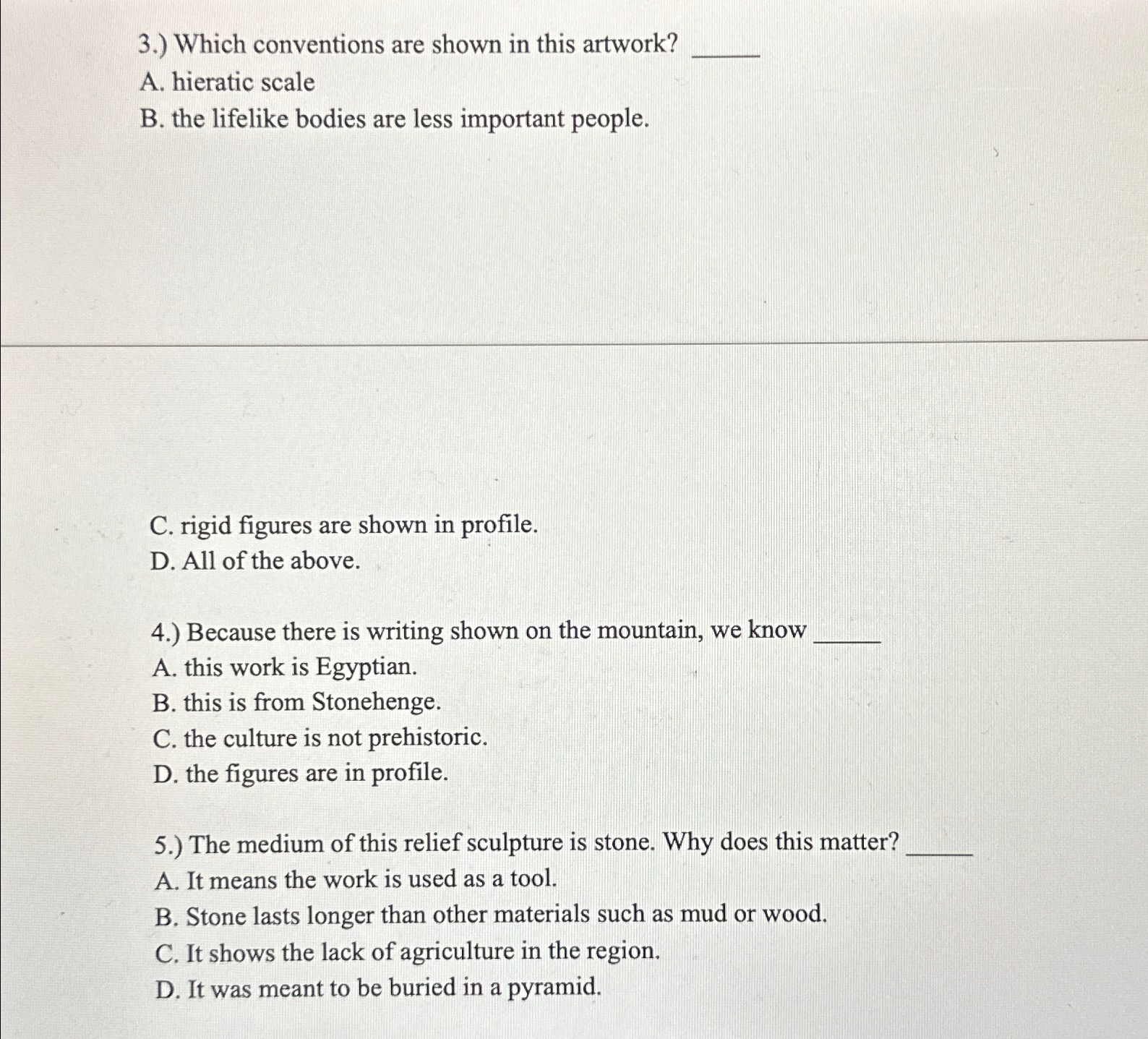 Solved 3.) ﻿Which conventions are shown in this artwork?A. | Chegg.com