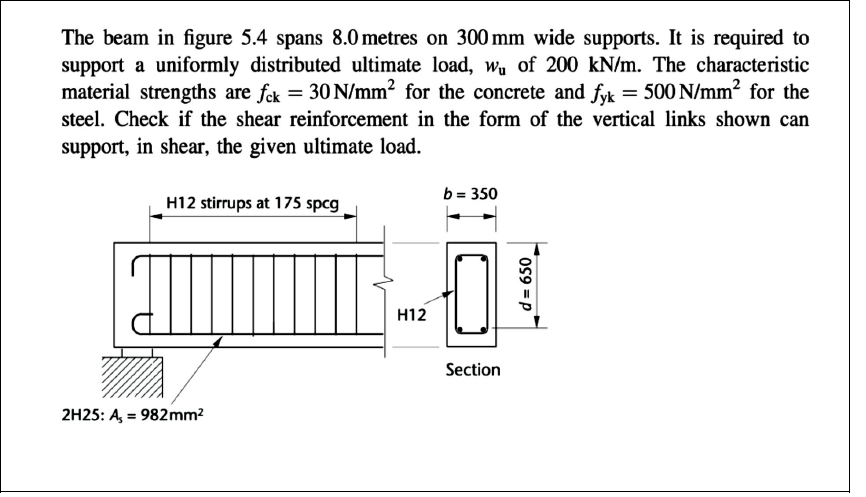 Solved Using Eurocode 2 ﻿please.The beam in ﻿figure 5.4 | Chegg.com