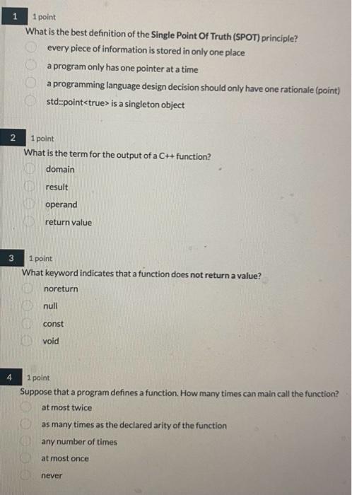 Solved 1 point What is the best definition of the Single | Chegg.com