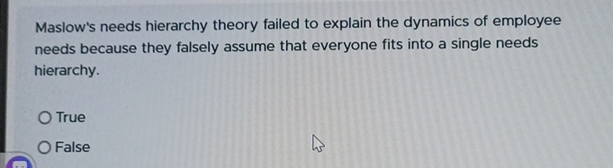 Solved Maslow's needs hierarchy theory failed to explain the | Chegg.com