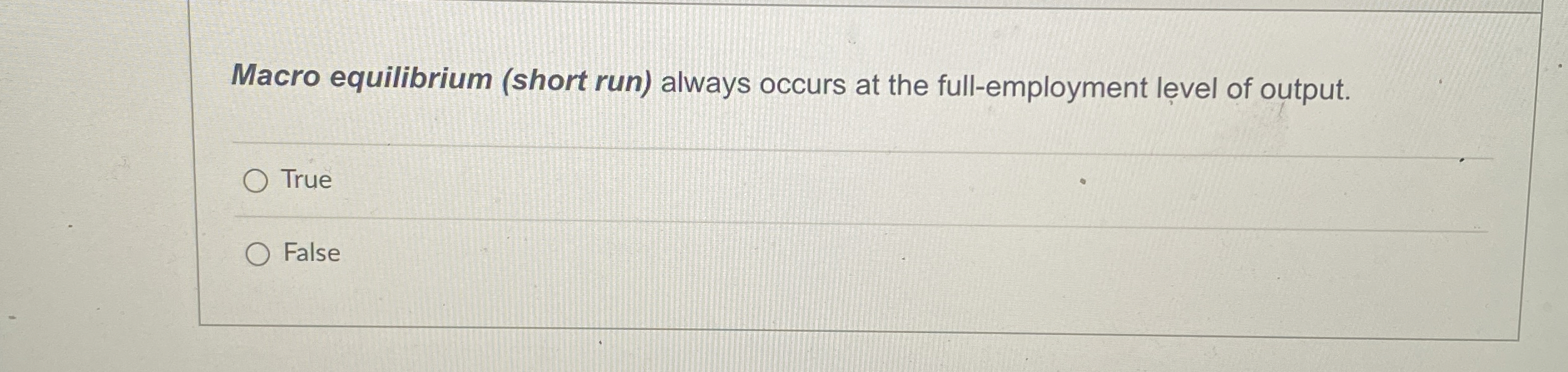 Solved Macro equilibrium (short run) ﻿always occurs at the | Chegg.com