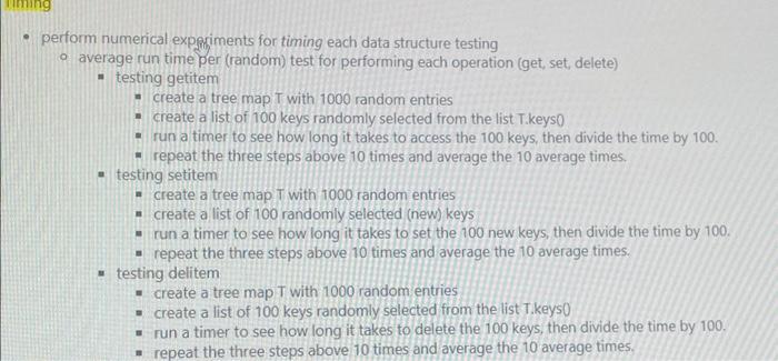 Solved perform numerical exporiments for timing each data | Chegg.com