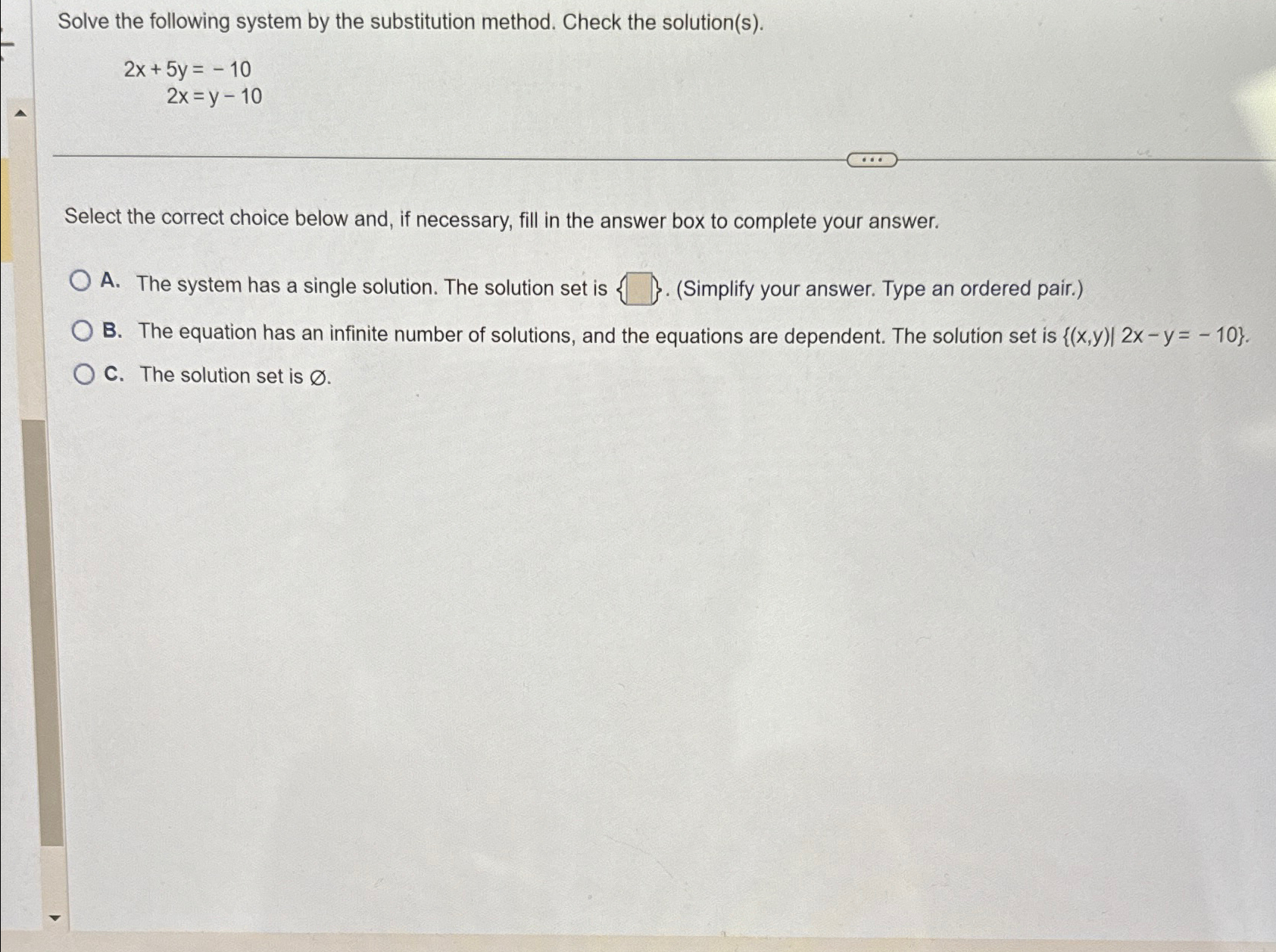 Solved Solve the following system by the substitution | Chegg.com