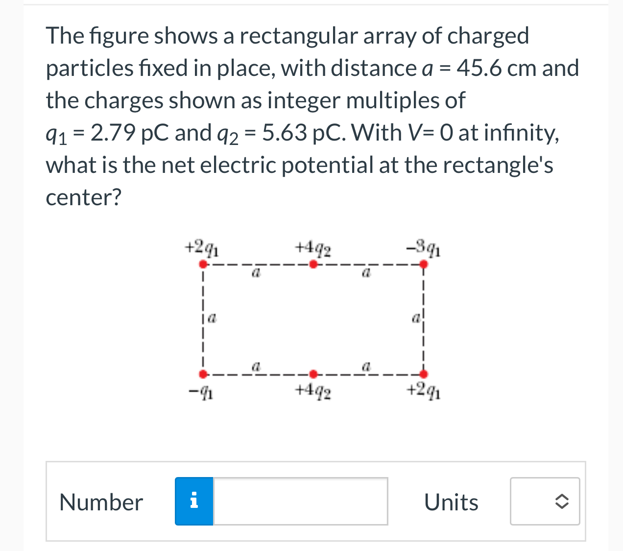 Solved The figure shows a rectangular array of charged | Chegg.com