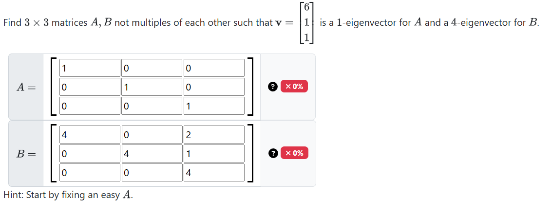 Solved Find 3×3 ﻿matrices A,B ﻿not multiples of ﻿each other | Chegg.com