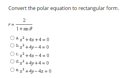 Solved Convert the polar equation to rectangular | Chegg.com