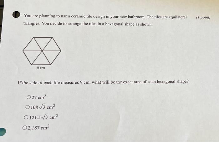 Solved You are planning to use a ceramic tile design in your | Chegg.com