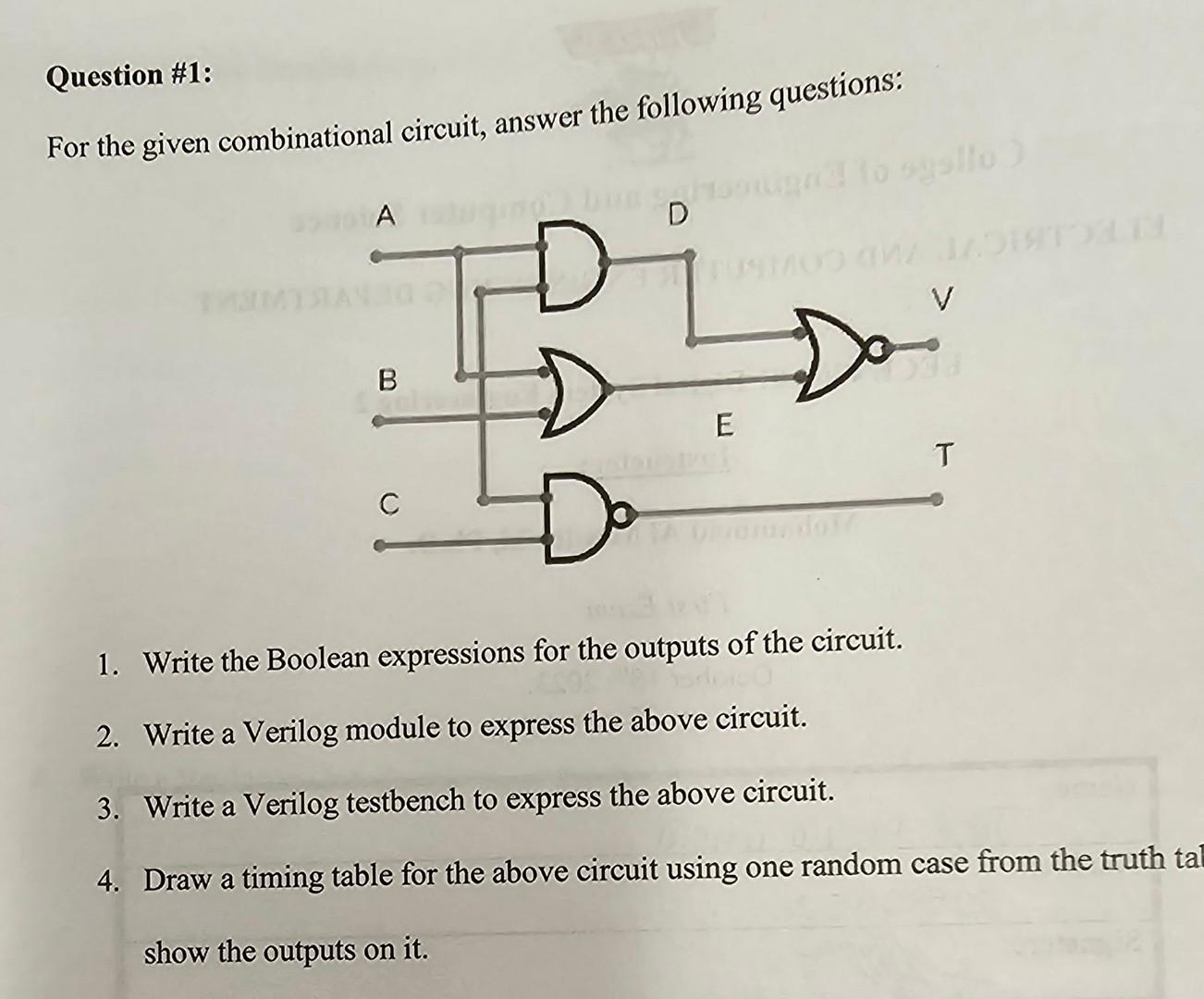 Solved Question \#1: For the given combinational circuit, | Chegg.com