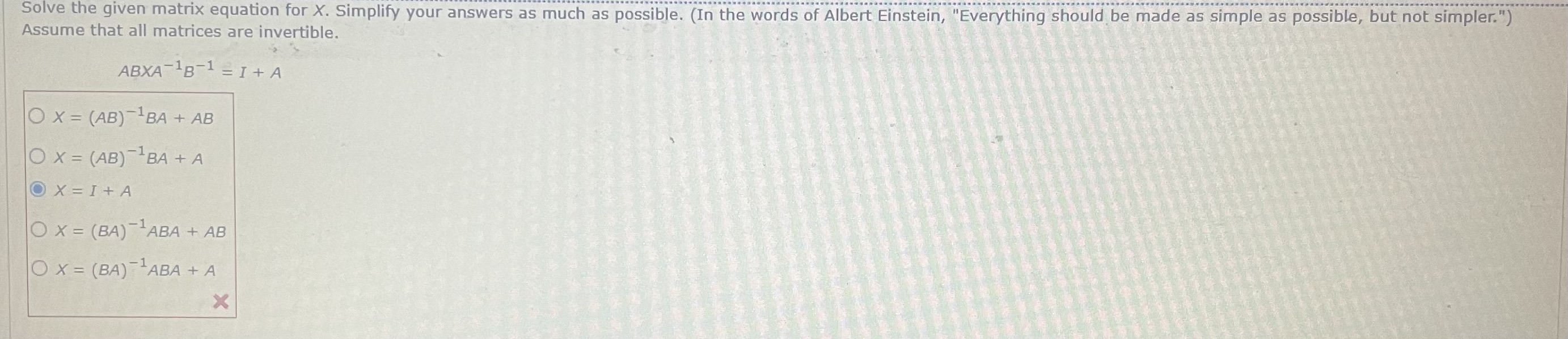 Solved Solve the given matrix equation for x. ﻿Simplify your | Chegg.com