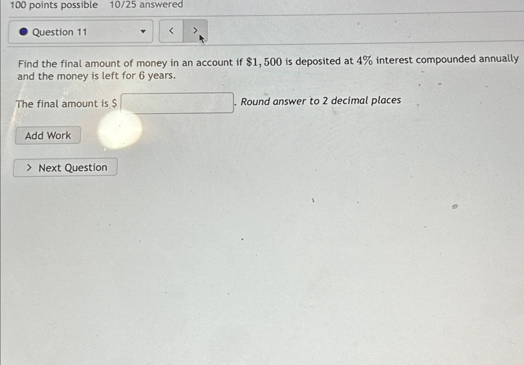 Solved 100 ﻿points possible1025 ﻿answeredFind the final | Chegg.com