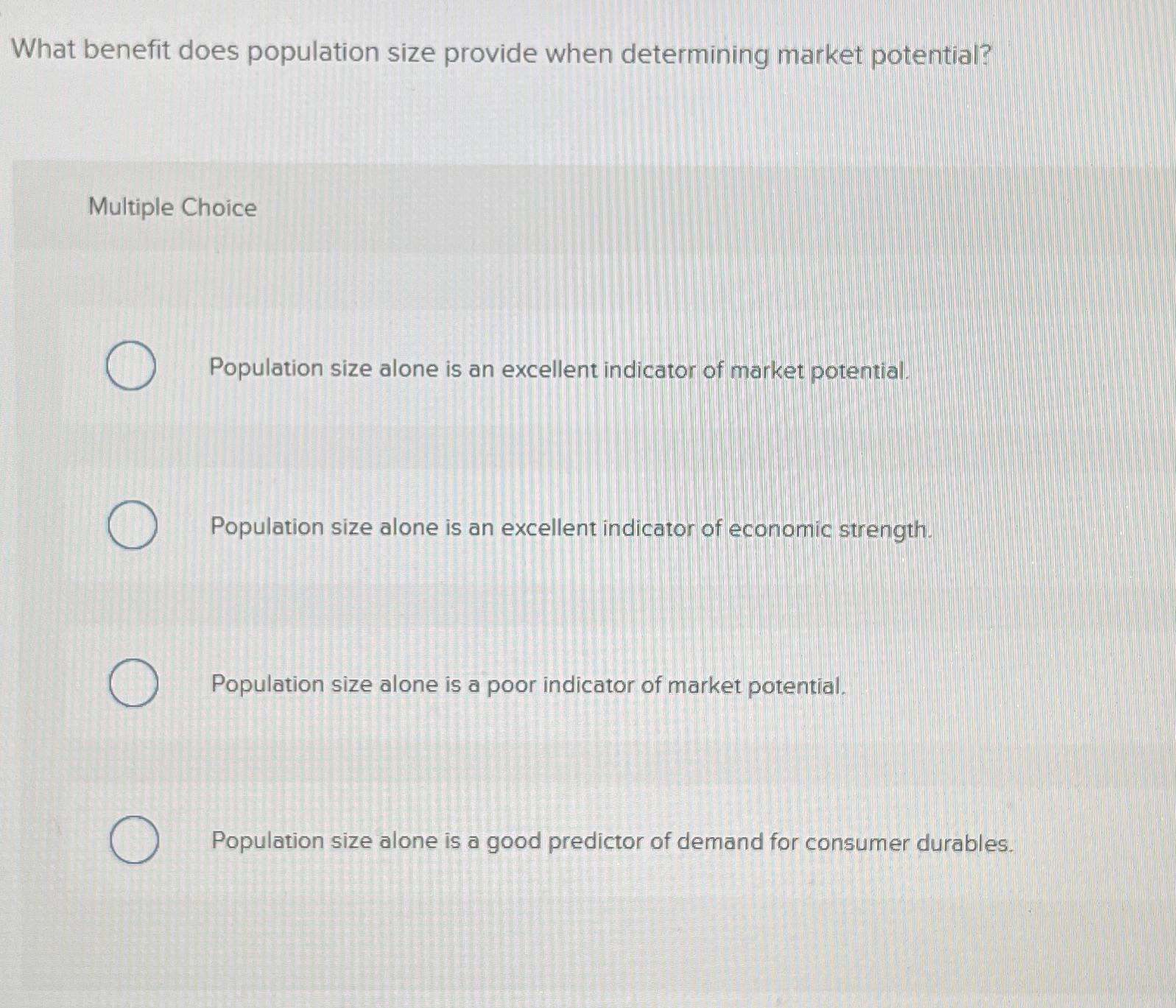 Solved What benefit does population size provide when | Chegg.com