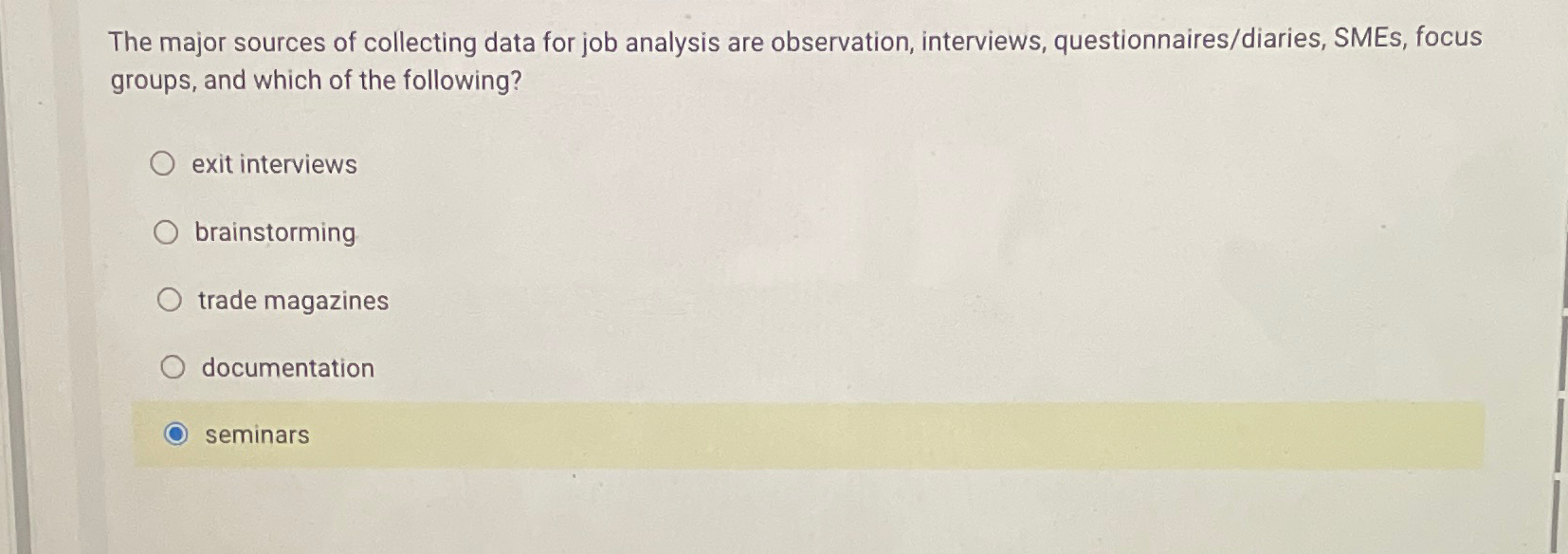 Solved The major sources of collecting data for job analysis | Chegg.com