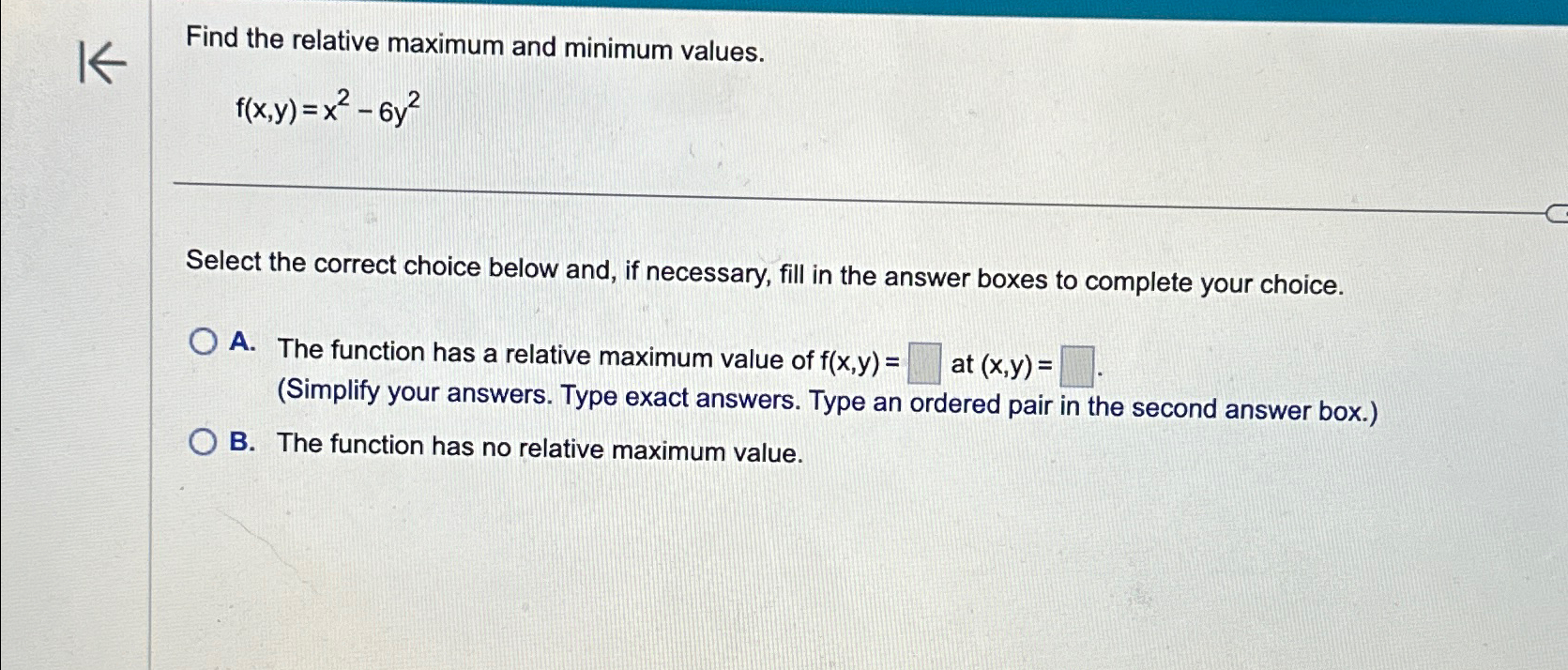 Solved Find the relative maximum and minimum | Chegg.com