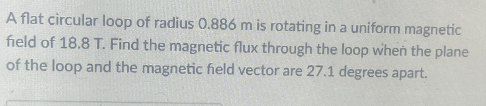 Solved A flat circular loop of radius 0.886m ﻿is rotating in | Chegg.com