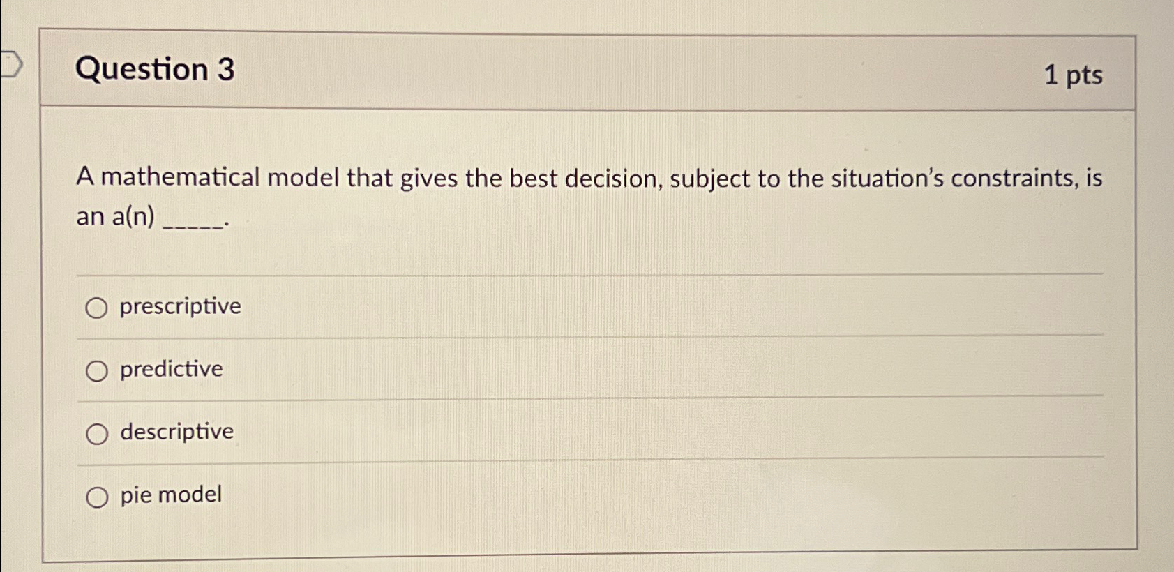 Solved Question 31ptsA mathematical model that gives the | Chegg.com