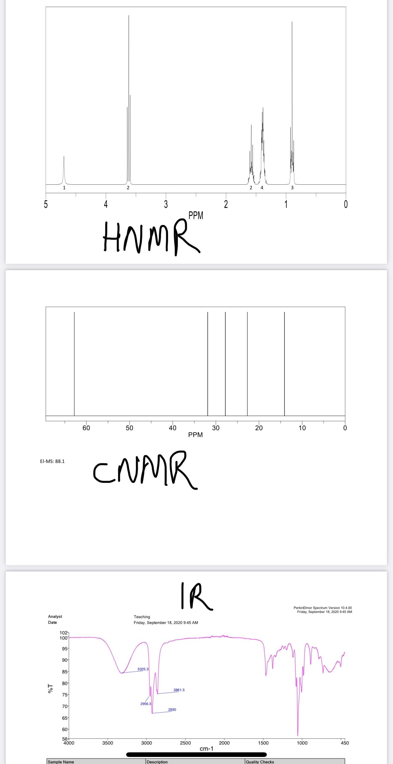 Solved Based on the graphs below. Utilizing HNMR, ﻿NMR and | Chegg.com