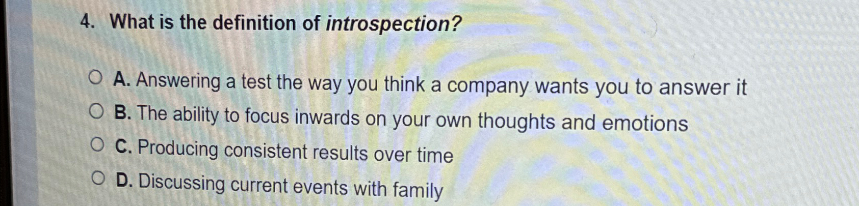 Solved What is the definition of introspection?A. ﻿Answering | Chegg.com