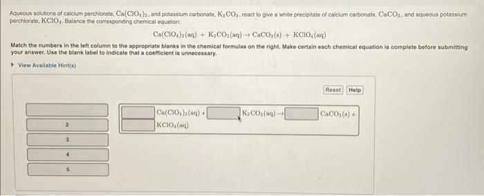 Solved Ca(ClO4)2(aq)+K2CO3(aq)→CaCO3( s)+KClO4(aq) | Chegg.com