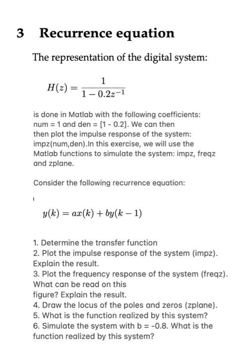 Solved 3 Recurrence equation The representation of the | Chegg.com