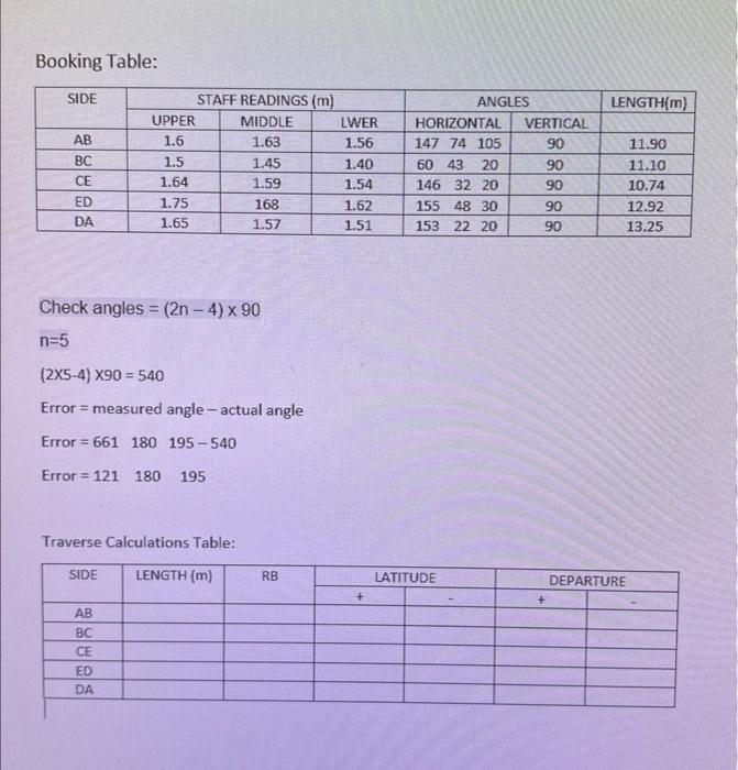Solved Booking Table: Check angles | Chegg.com