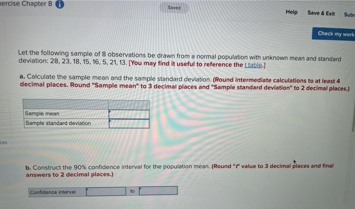 Solved mercise Chapter 86 Saved Help Save & Exit Subr Check | Chegg.com