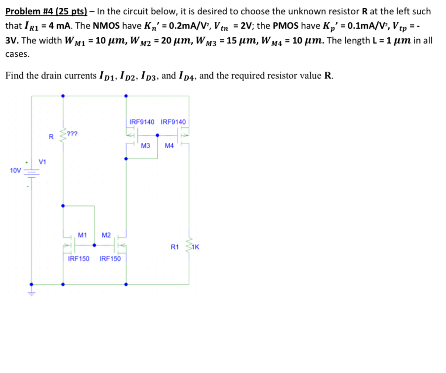 Solved Problem #4 (25 ﻿pts) - ﻿In the circuit below, it is | Chegg.com
