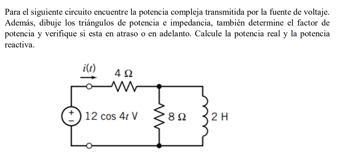 Solved Para el siguiente circuito encuentre la potencia | Chegg.com