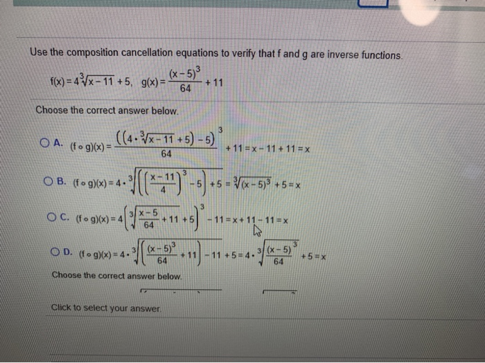 Solved Use the composition cancellation equations to verify | Chegg.com
