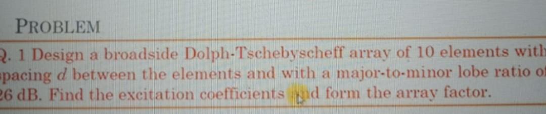 Solved Problem R 1 Design A Broadside Dolph Tschebyscheff 