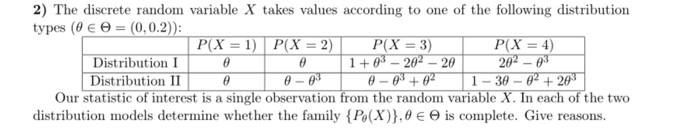 Solved 2) The discrete random variable X takes values | Chegg.com