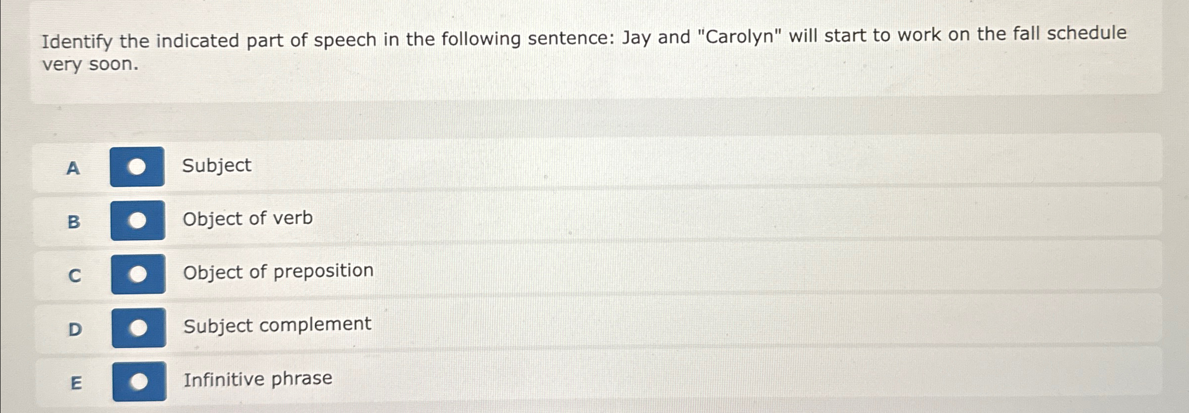Solved Identify the indicated part of speech in the | Chegg.com