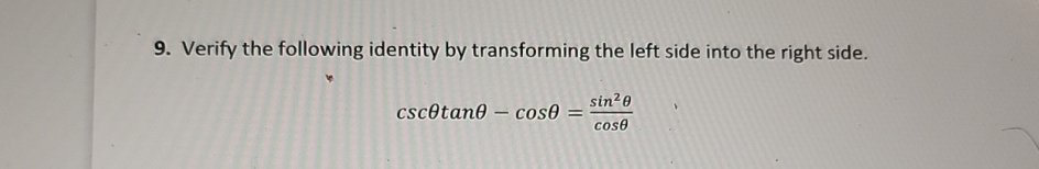 Solved Verify the following identity by transforming the | Chegg.com