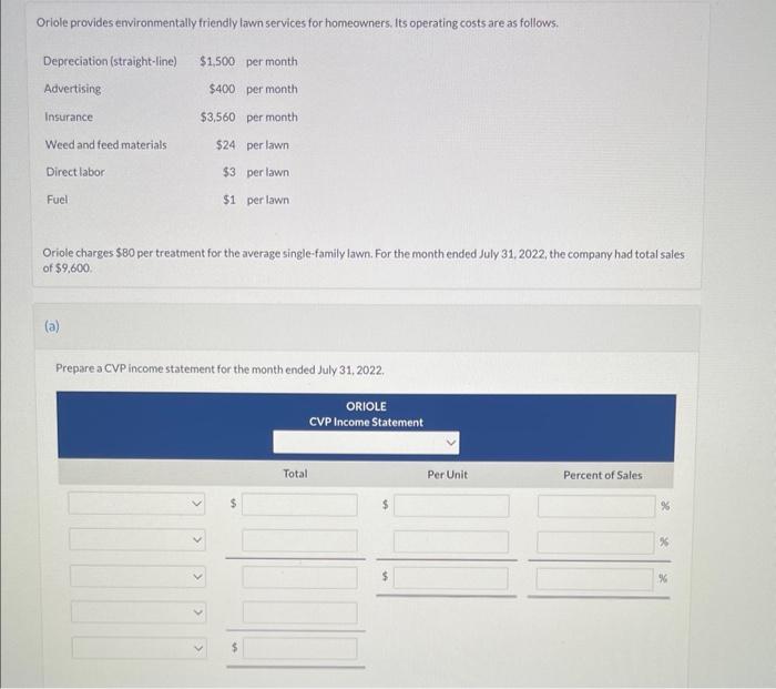 Solved Oriole provides environmentally friendly lawn | Chegg.com