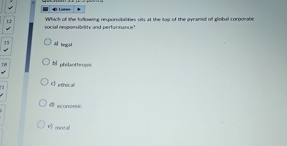 Solved Which of the following responsibilities sits at the | Chegg.com