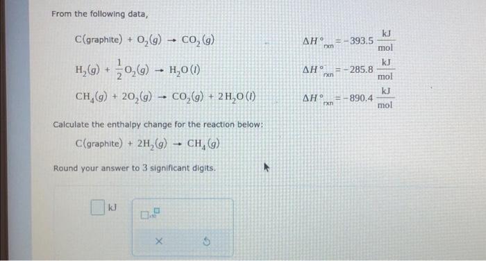Solved From the following data, C( graphite | Chegg.com