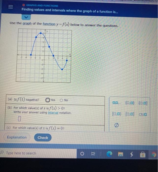 Solved GRAPHS AND FUNCTIONS Finding values and intervals | Chegg.com