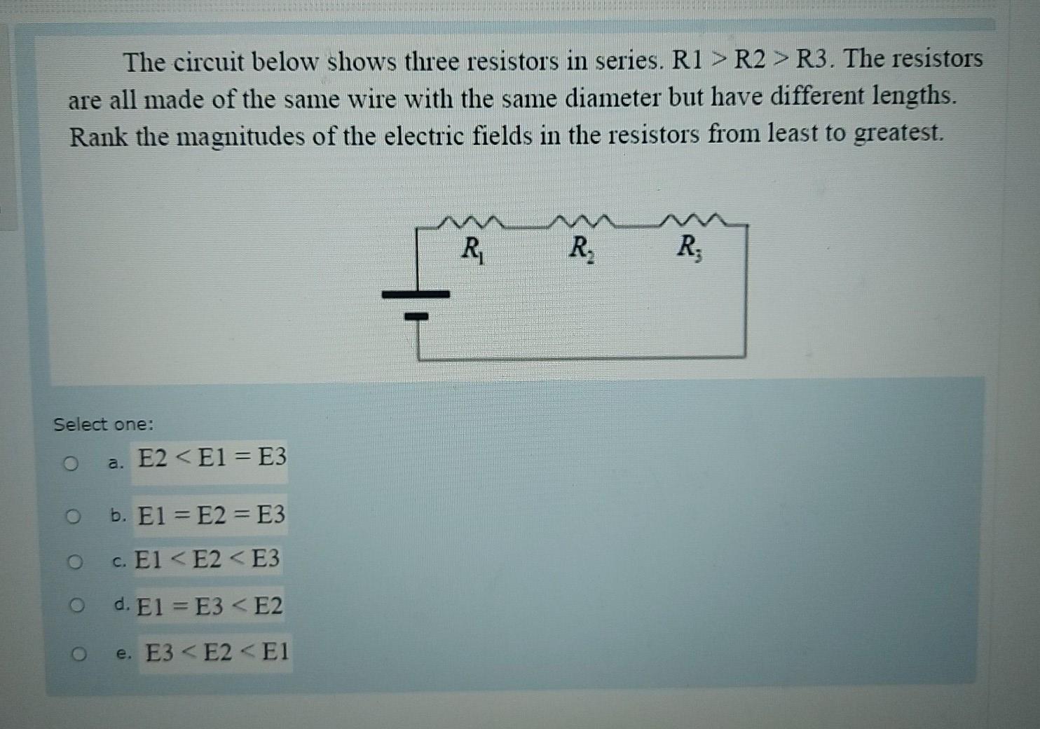 Solved The circuit below shows three resistors in series. R1 | Chegg.com