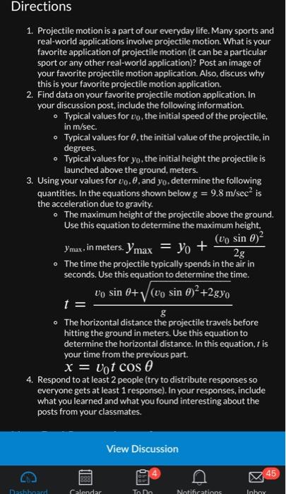 Solved 1. Projectile motion is a part of our everyday life. | Chegg.com