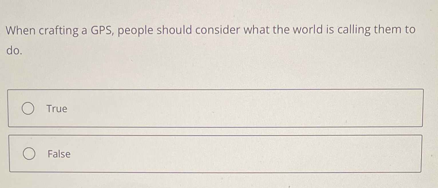 Solved When crafting a GPS, ﻿people should consider what the | Chegg.com