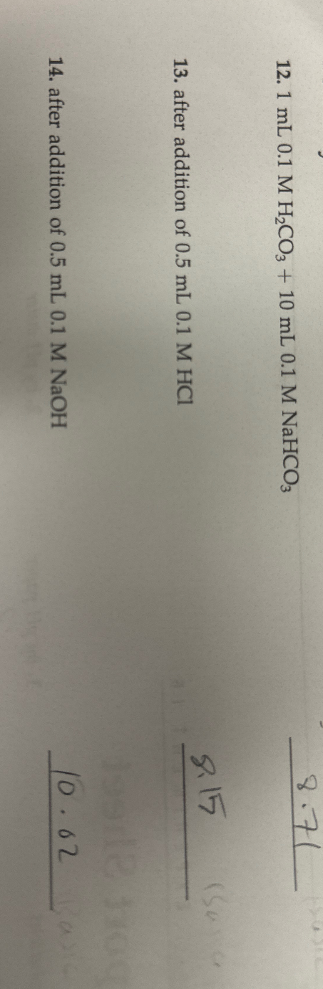 2. ﻿Calculate the expected pH values of the buffer | Chegg.com