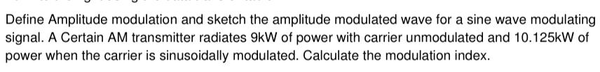 Solved Define Amplitude modulation and sketch the amplitude | Chegg.com