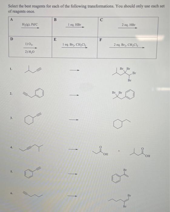 Solved Select the best reagents for each of the following | Chegg.com