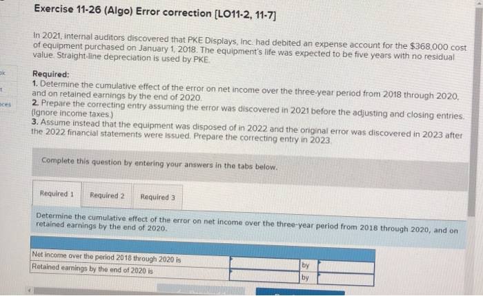 Solved Exercise 11-26 (Algo) Error correction (LO11-2, 11-7) | Chegg.com