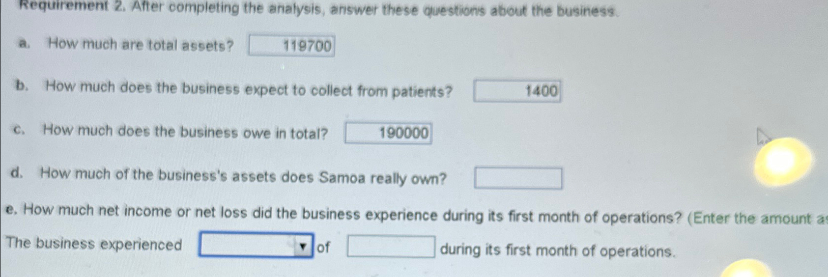 Solved Requirement 2. ﻿After completing the analysis, answer | Chegg.com